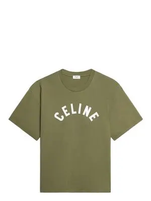 Celine T-shirt In Cotton Jersey - Khaki/off-white