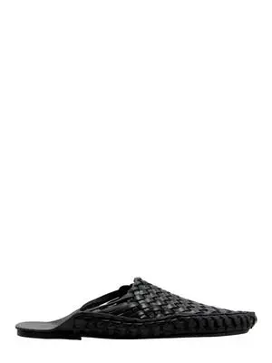 THE ROW Woven Leather Mules - Black