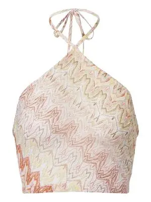Missoni Zigzag Halterneck Lamé Crop Top - Multicoloured
