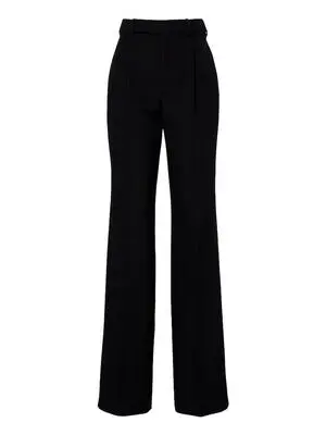 Saint Laurent Pleated Virgin Wool Straight-leg Trousers - Black