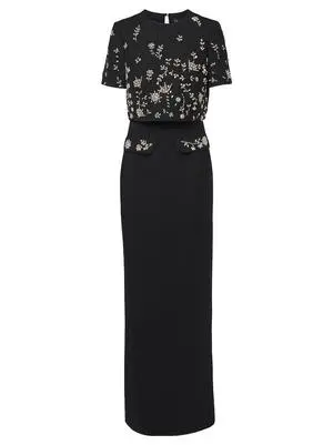 Oscar De La Renta Embellished Wool-blend Bustier Gown Black