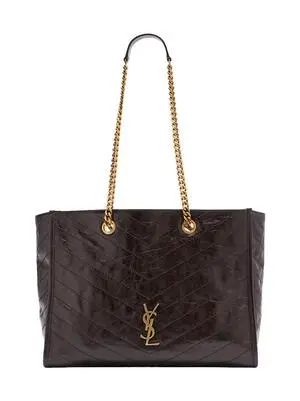 Saint Laurent Niki East West Large Leather Tote Bag - Black