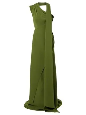 MARMAR HALIM Draped Scarf-detail Bustier Gown