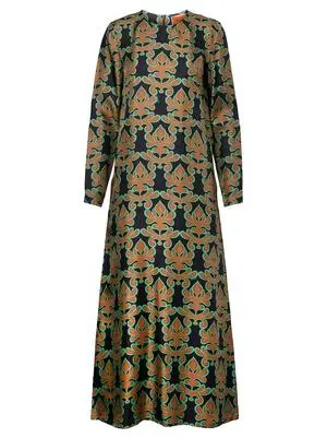 LA DOUBLEJ Swing Printed Silk Twill Midi Dress