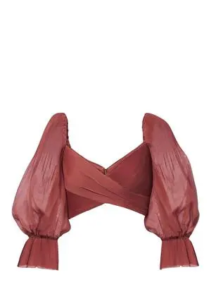 Zimmermann Pleated Cropped Top With Gold Hardware - Pink