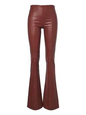 Stouls Leather Flare Trousers - Red
