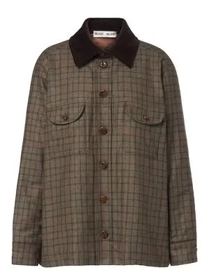 BLAZÉ MILANO Olmida Berber Checked Wool And Cashmere Jacket - Green