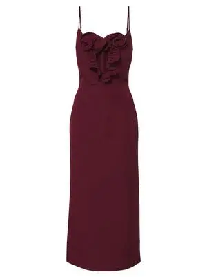 Magda Butrym Floral-appliqué Cotton And Silk Midi Dress - Burgundy