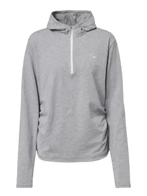 Adidas By Stella McCartney Logo Jersey Half-zip Hoodie - Grey