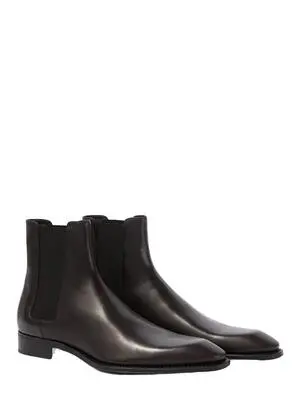 Saint Laurent Aurelien Leather Chelsea Boots - Brown