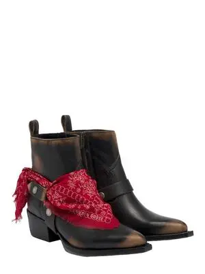 GOLDEN GOOSE Debbie Leather Cowboy Boots - Black