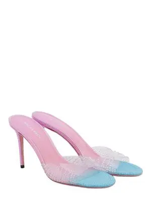 Mach & Mach Crystal Embellished Pvc Mules - Pink