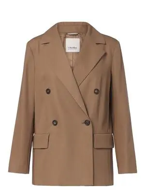 Max Mara Double-breasted Virgin Wool Blazer - Beige
