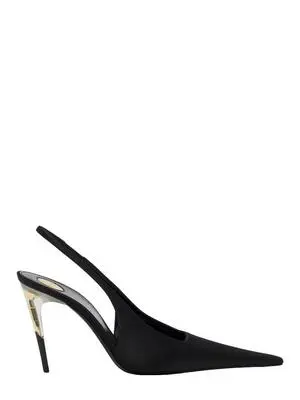 Saint Laurent Goya Satin Slingback Pumps - Black