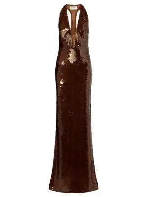 THE NEW ARRIVALS ILKYAZ OZEL Olympia Sequined Gown - Brown
