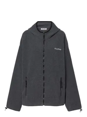 Miu Miu Hooded Oversized Fleece Jacket - Grey