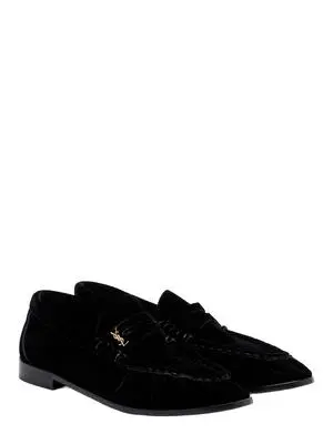 Saint Laurent Le Loafer Velvet Penny Loafers - Black