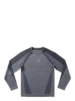 GYMSHARK Devant Seamless Longsleeve Slim Fit T-shirt - Heavy Blue