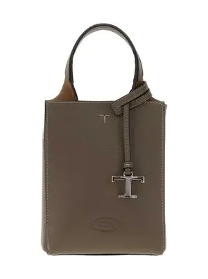 TOD'S Tod's Women Dove Grey Leather Phone Holder