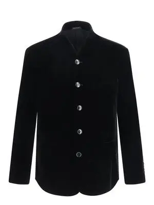Giorgio Armani Blazer One Shot In Stretch Viscose And Cupro Velvet - Black