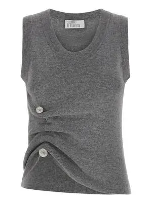 Giuseppe Di Morabito Jewel Brooch Knit Top - Gray