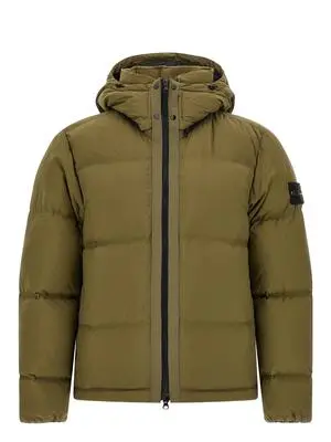 Stone Island 4100013 Down Jacket With Removable Hood - Green