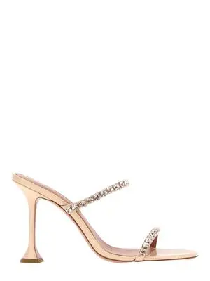 Amina Muaddi Leather Gigi Mules - Pink