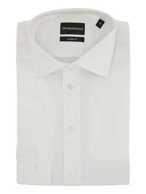 Emporio Armani Stretch Poplin Modern Fit Shirt - White