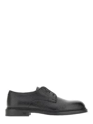 Emporio Armani Grained Leather Derby Shoes - Black