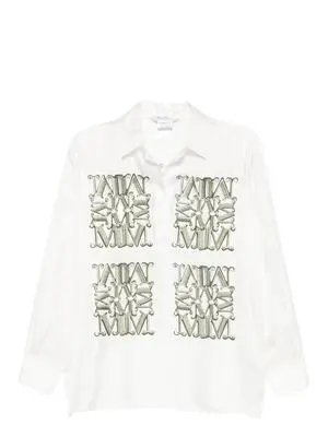 Max Mara MAX MARA Classic Collar Shirt With Embroidered MM Monogram Beige