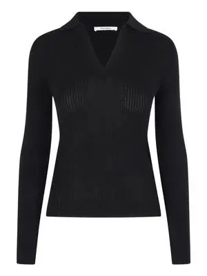 Max Mara MAX MARA Ribbed Knit Collared Sweater Black