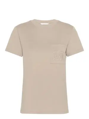Max Mara MAX MARA Papaya Cotton T-Shirt With Embroidered Pocket Beige