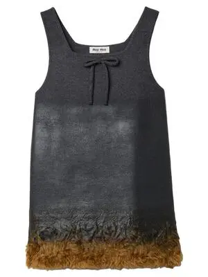 Miu Miu Double Wool And Shearling Dress - Anthracite/cork