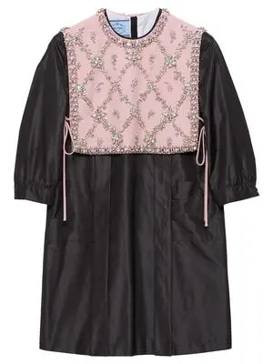 Prada Embroidered Taffeta Mini-dress - Black