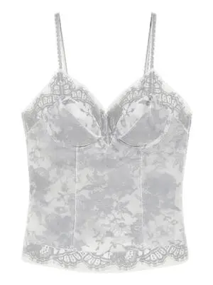 Alexander McQueen Floral Lace Organza Top - Ivory