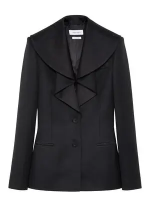 Alexander McQueen Waterfall Collar Single-breasted Jacket - Black