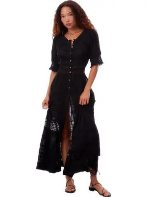 LOVESHACKFANCY Minka Maxi Dress-BLACK 