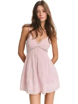 LoveShackFancy Docila Cotton Mini Dress - Pink