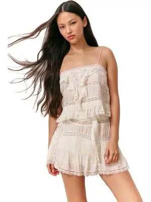 LoveShackFancy Willia Silk Lace-detailed Mini Skirt - Ivory