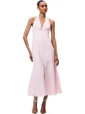 LoveShackFancy Lovis Linen Halter Maxi Dress - Potpourri Pink