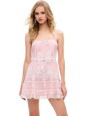 LoveShackFancy Saphirae Silk Habotai Mini Dress - Black