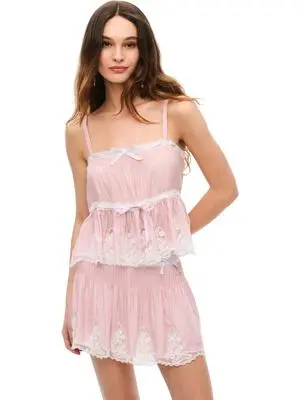 LoveShackFancy LSF Vesperine Silk Habotai Camisole Black