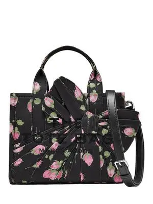 Marc Jacobs Tote Bag In Vintage Floral Canvas With Oversized Bow - Black Multi