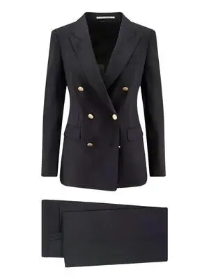 Tagliatore Double-breasted Peak-lapels Suit - Black