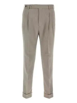PT TORINO Pleated Turn-up Trousers - Neutrals