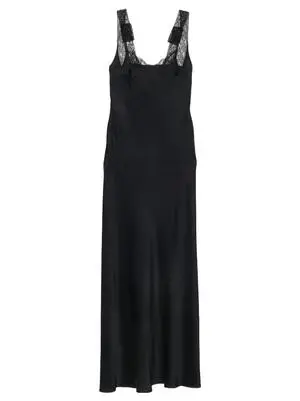 FORTE_FORTE Lace-trim Satin-finish Maxi Dress - Black