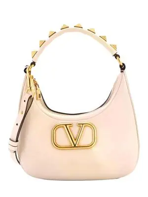 Valentino Garavani Stud Sign Leather Hobo Bag - Neutrals