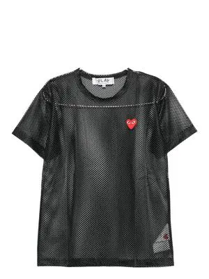 Play Comme Des Garcon Heart-patch Mesh T-shirt - Black