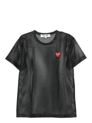 Play Comme Des Garcon Heart-patch Mesh T-shirt - Black