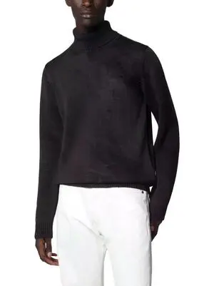 ROBERTO COLLINA Ribbed Knit Roll Neck Sweater - Brown
